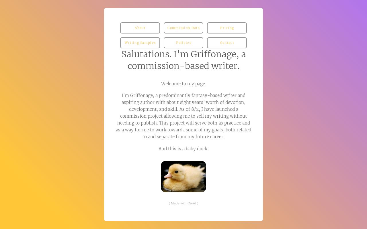 Writing Commissions Carrd